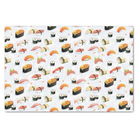 Japanese Food: Sushi Pattern Fabric | Zazzle