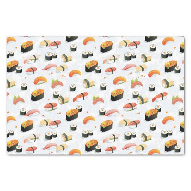 Japanese Food: Sushi Pattern Fabric | Zazzle