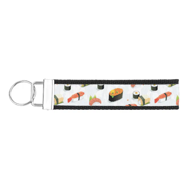 Japanese Food: Sushi Pattern Wrist Keychain | Zazzle