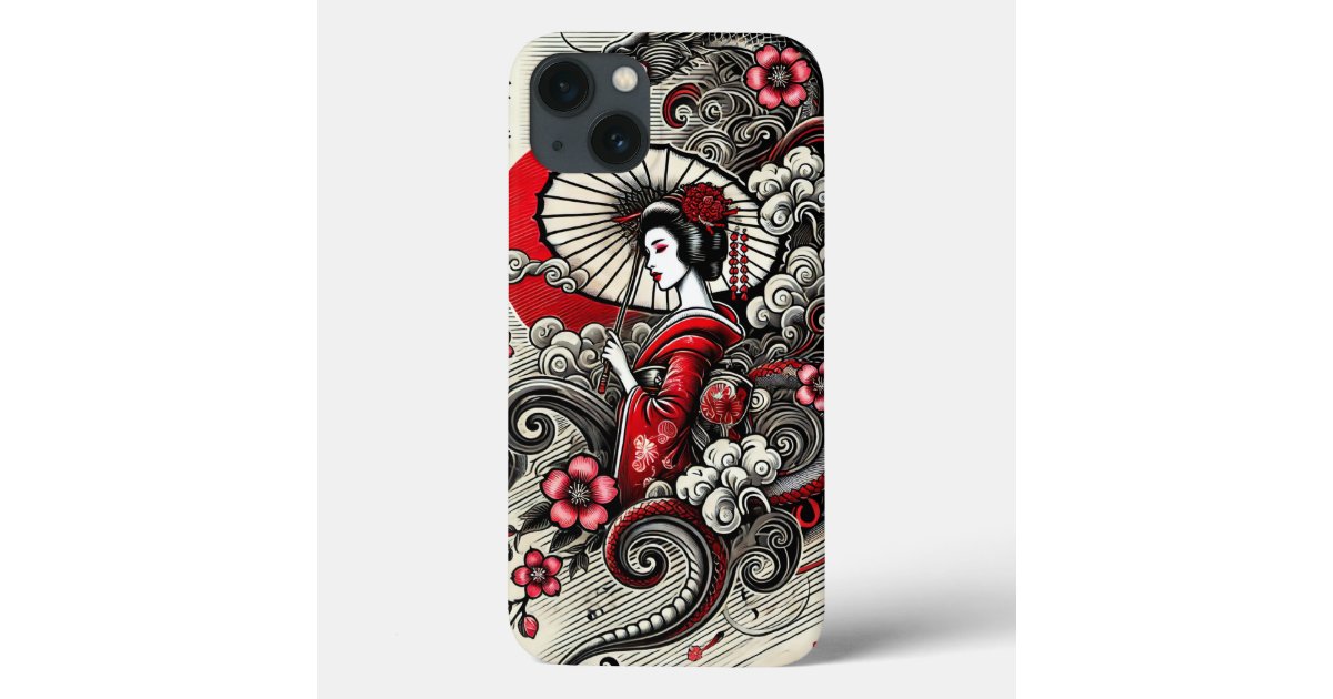 Japanese Geisha Phone Case - Elegant Art Design | Zazzle