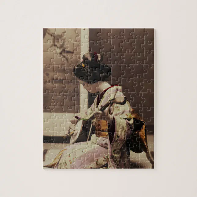 Japanese geisha playing the shamisen jigsaw puzzle | Zazzle