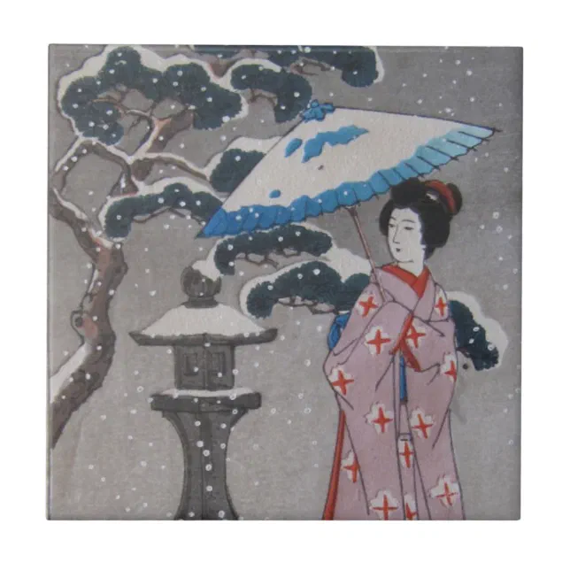 Japanese Geisha Tile | Zazzle