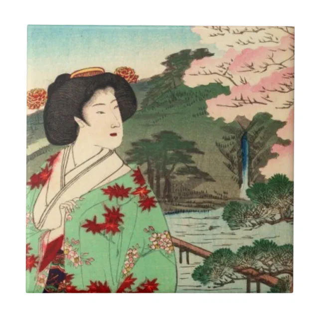 Japanese Geisha Tile | Zazzle