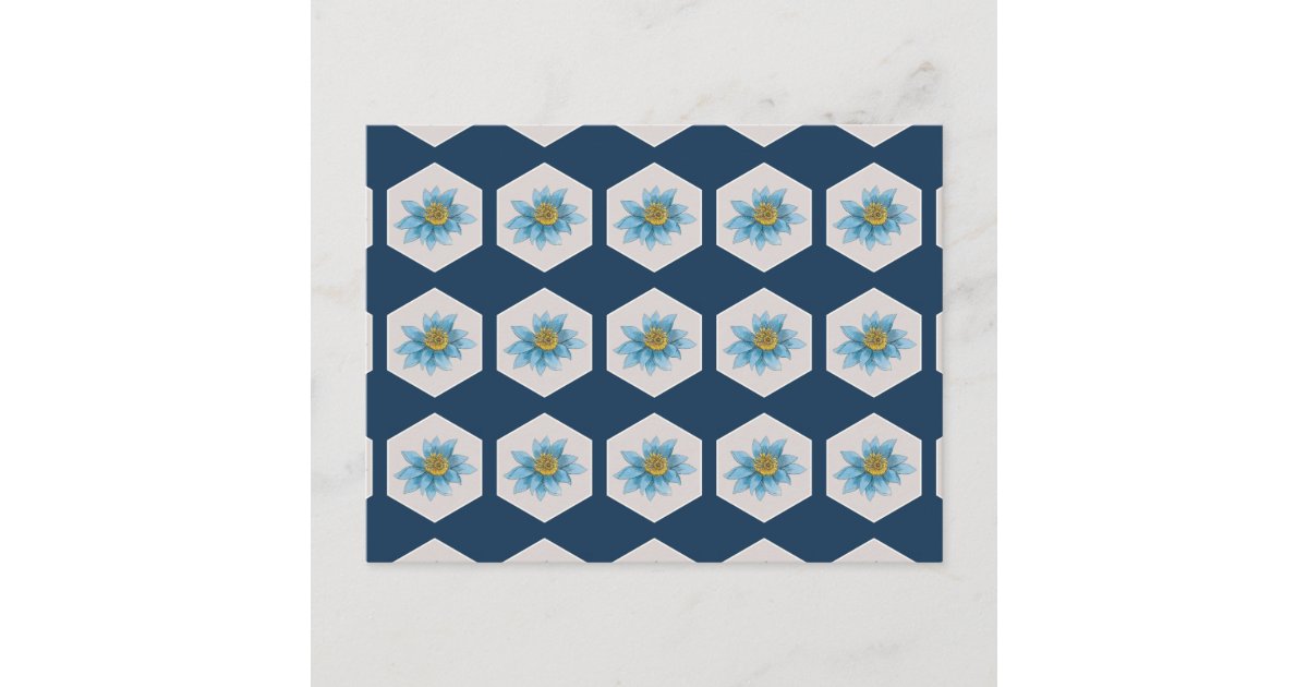 Japanese Geometric Lily Flower Pattern Holiday Postcard | Zazzle
