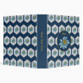 Japanese Geometric Lily Flower Pattern Monogram 3 Ring Binder | Zazzle