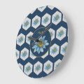 Japanese Geometric Lily Flower Pattern Monogram Large Clock | Zazzle