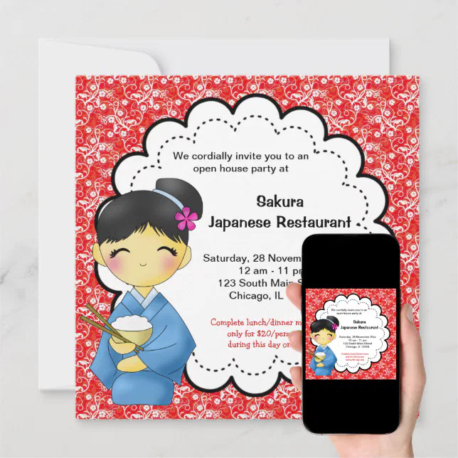 Japanese Grand Opening Invitation | Zazzle