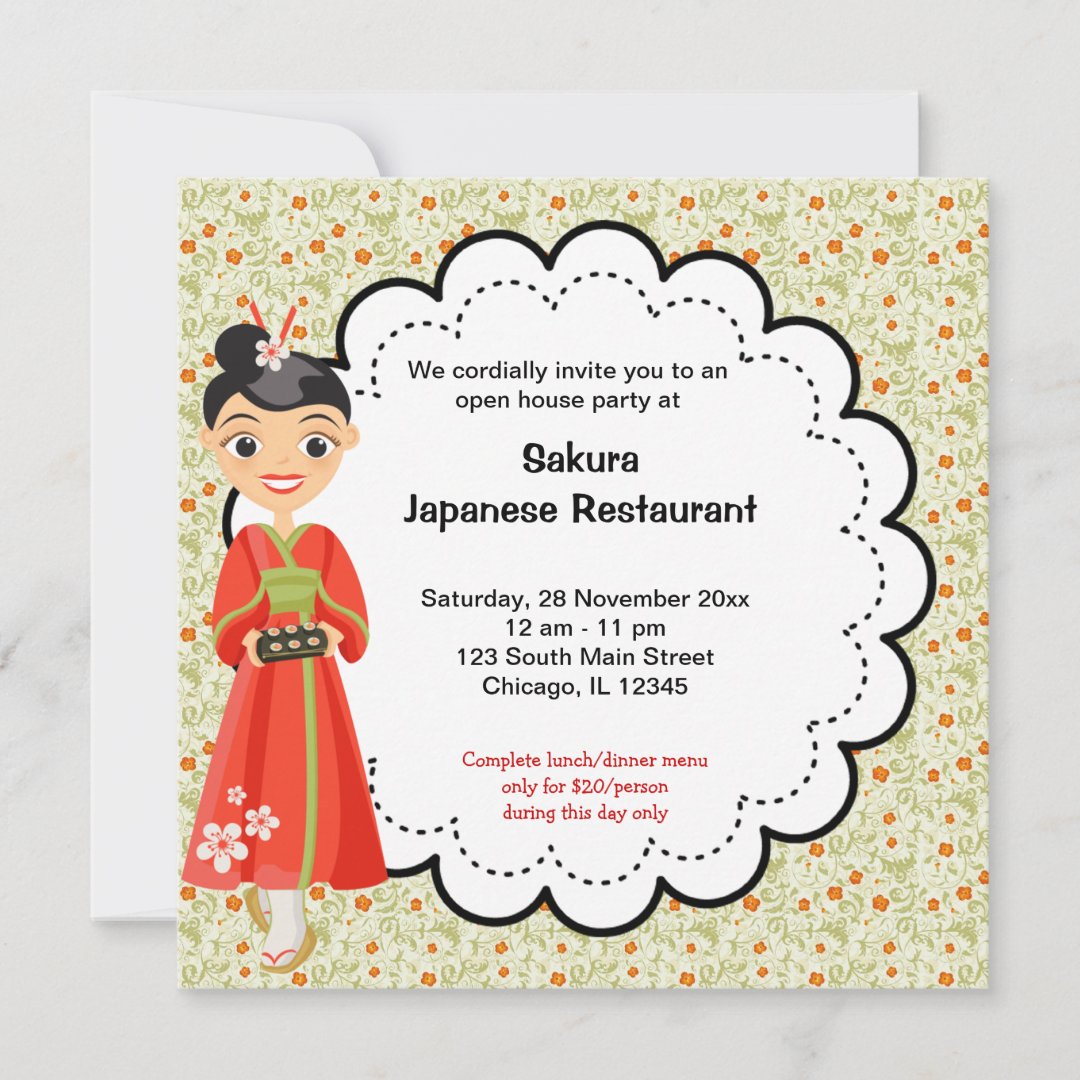 Japanese Grand Opening Restaurant Invitation | Zazzle