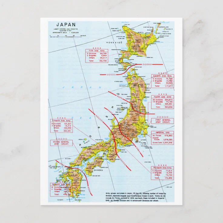 Japanese Ground Forces World War II Map in Japan Postcard | Zazzle