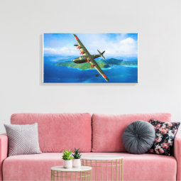 Japanese H8K Emily Seaplane landing Canvas Print | Zazzle