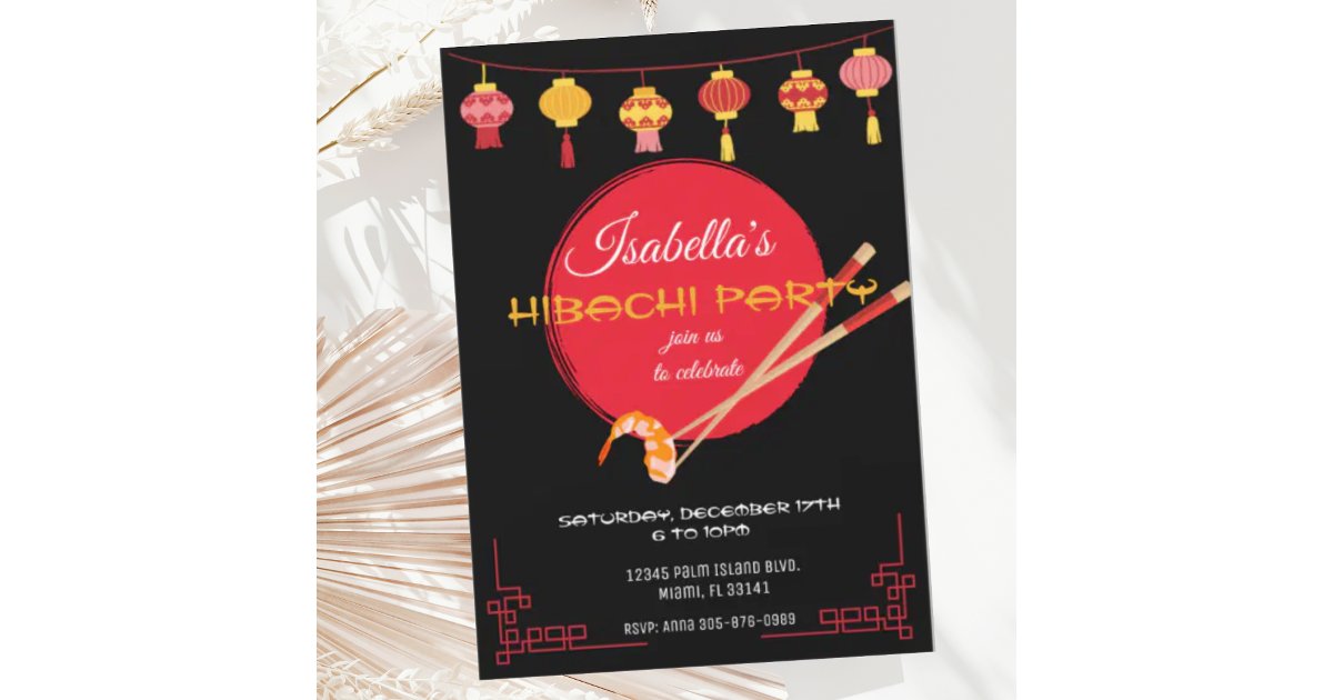 Japanese Hibachi Dinner Party Birthday Invitation | Zazzle