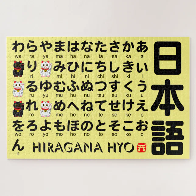 Japanese Hiragana Table (Lucky Cat) Jigsaw Puzzle | Zazzle