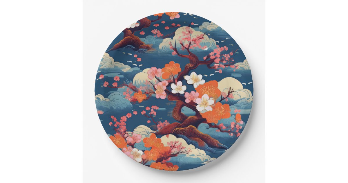 Japanese Kimono pattern Paper Plates | Zazzle