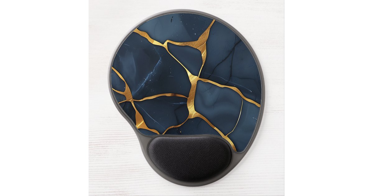 Japanese Kintsugi Dark Blue Gel Mouse Pad | Zazzle