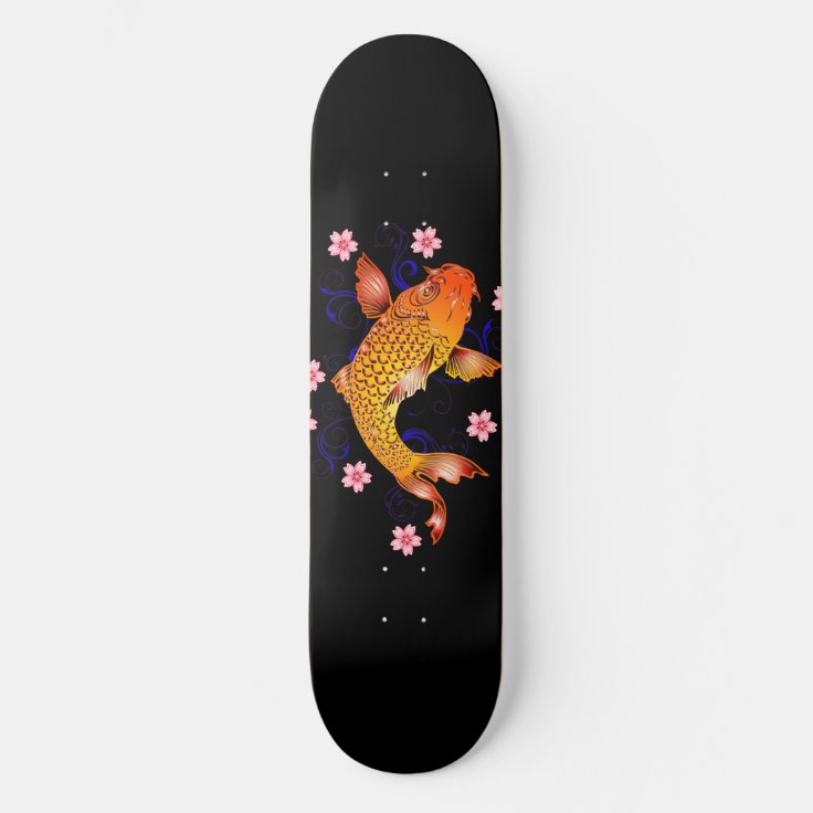 Japanese Koi Fish Cherry Blossoms Skateboard Deck | Zazzle