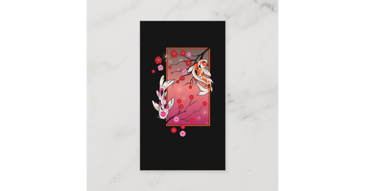 Japanese Koi Fish Flower Art Business Card | Zazzle