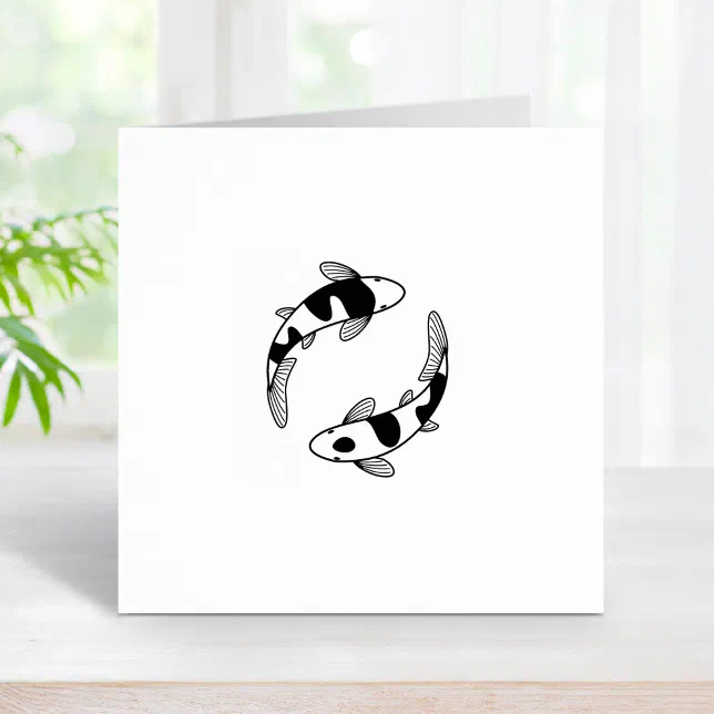 Japanese Koi Fish Pair 2 Rubber Stamp | Zazzle