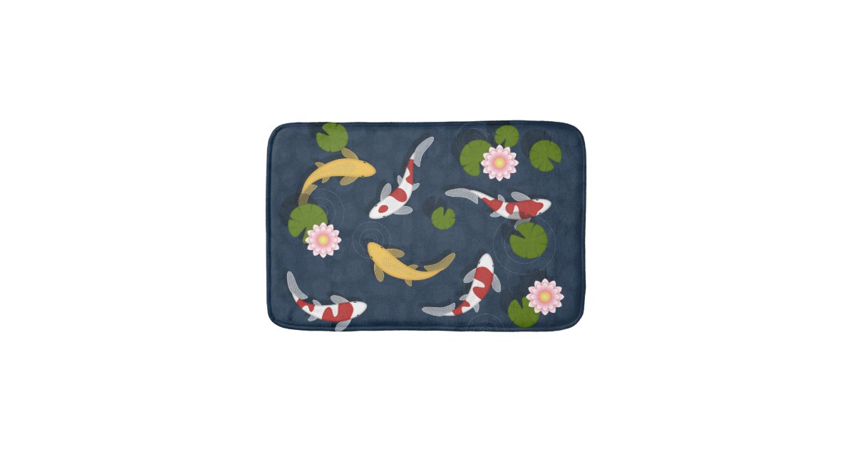 Japanese Koi Fish Pond Bathroom Mat | Zazzle
