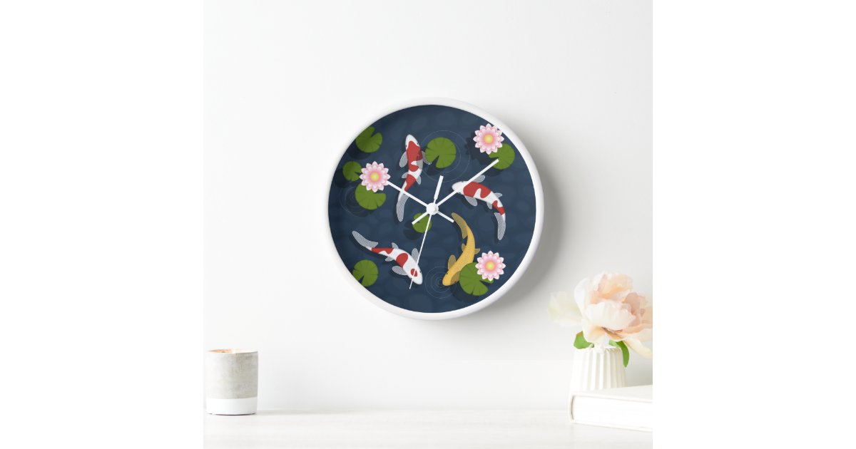Japanese Koi Fish Pond Clock | Zazzle