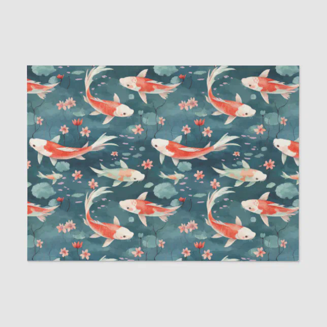 Japanese Koi Fish Pond Decoupage Tissue Paper | Zazzle