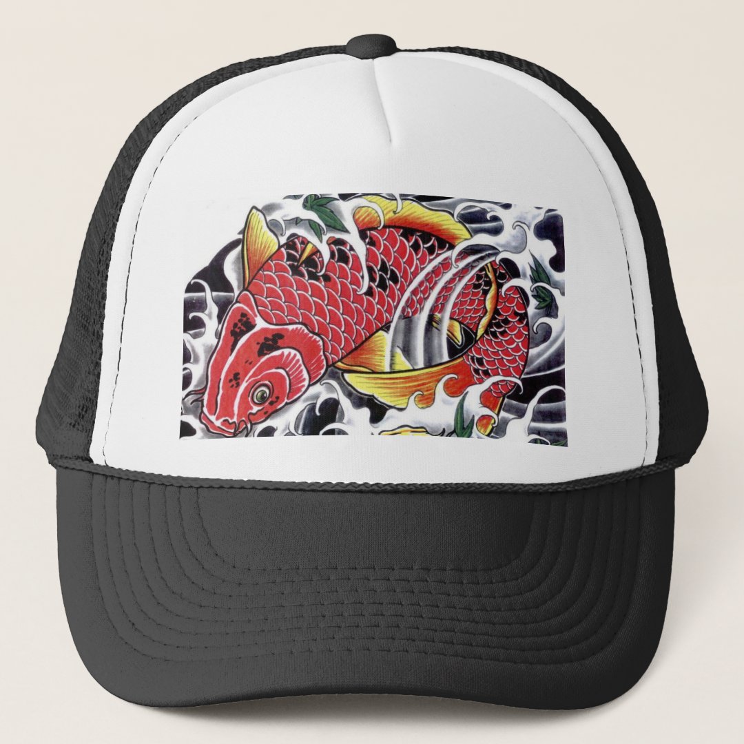 Japanese Koi Fish Tattoo Trucker Hat | Zazzle