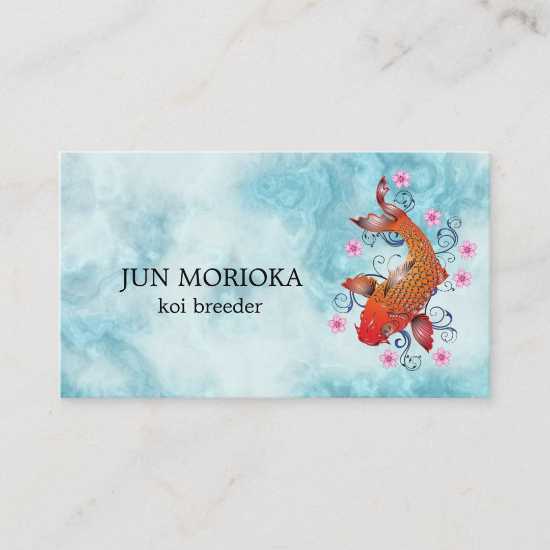 Japanese Koi on Blue Background Business Card | Zazzle