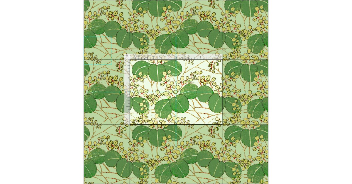 Japanese Leaf Floral Botanical Art Pattern Fabric | Zazzle