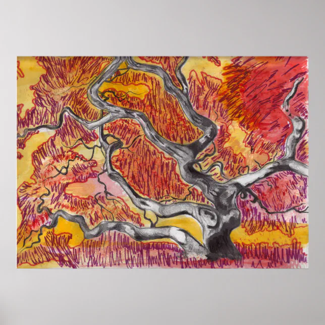 Japanese Maple Tree Drawing Poster | Zazzle