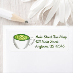 Japanese Matcha Green Tea Latte Teacup Foodie Label | Zazzle