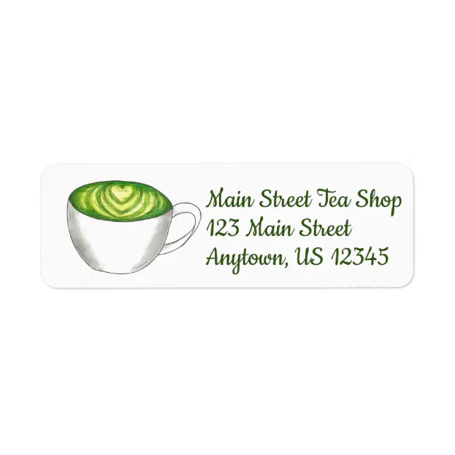 Japanese Matcha Green Tea Latte Teacup Foodie Label | Zazzle