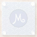 Japanese Nami Wave Pattern and Monogram Glass Coaster | Zazzle