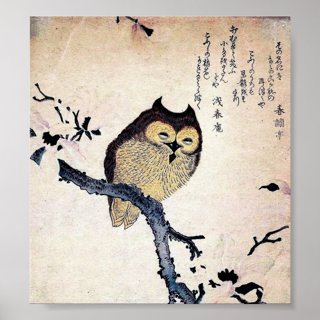 Japanese Owl Print Poster | Zazzle