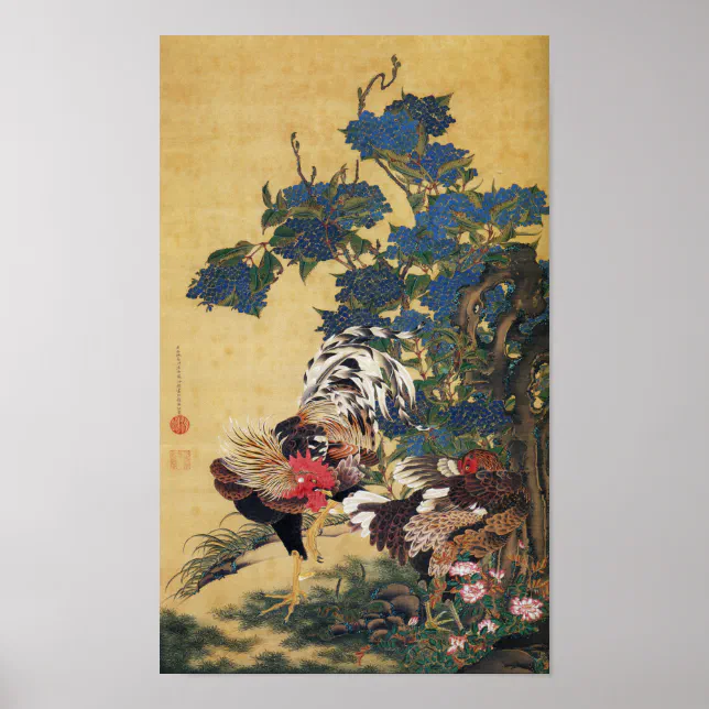 Japanese Painting Year of The Rooster Zodiac P Poster | Zazzle