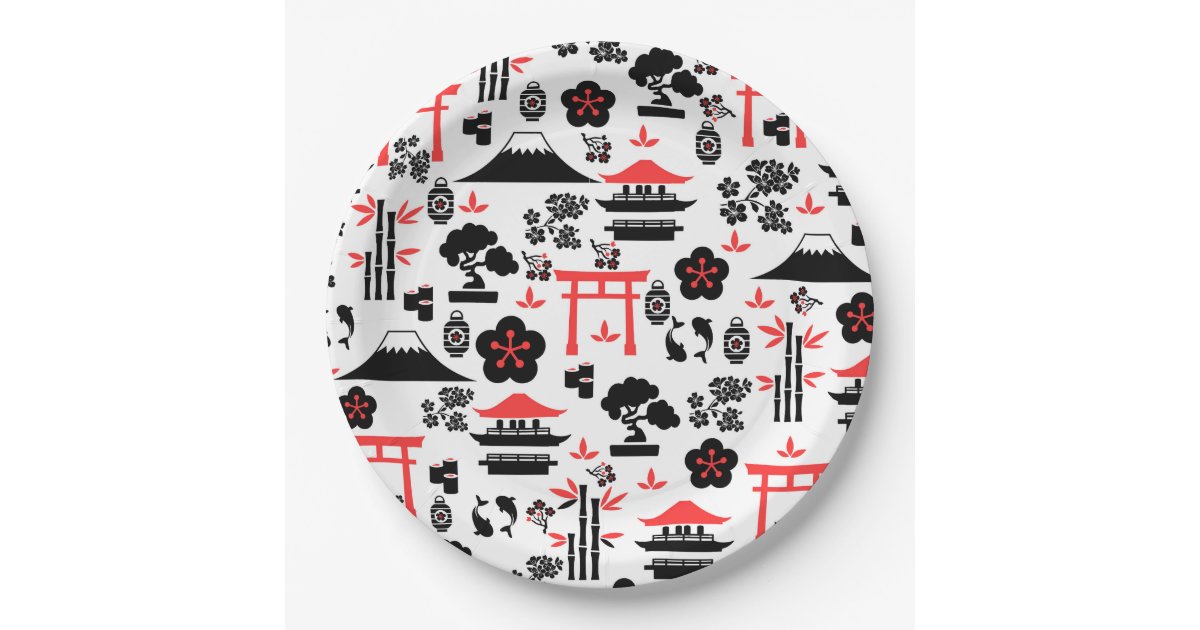 Japanese Pattern Paper Plates | Zazzle