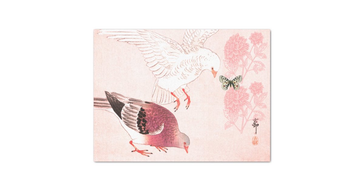 JAPANESE PRINT TISSUE PAPER FLYING WHITE DOVE | Zazzle