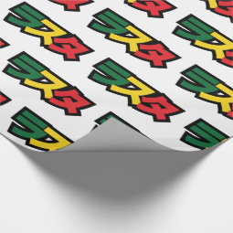 Japanese Rasta ラスタ Green, Gold & Red Wrapping Paper | Zazzle