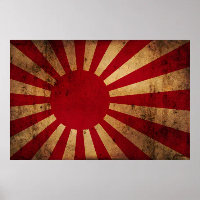 Japanese Rising Sun Flag (distressed) Poster | Zazzle