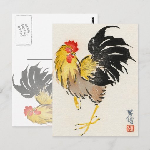 Japanese Rooster Vintage Postcard | Zazzle