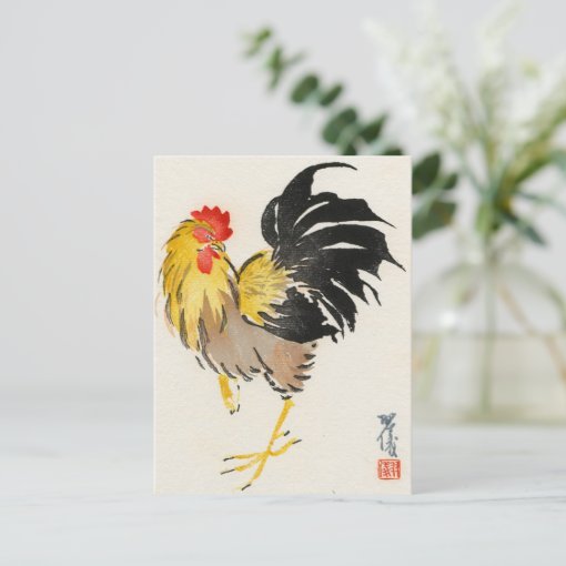 Japanese Rooster Vintage Postcard | Zazzle