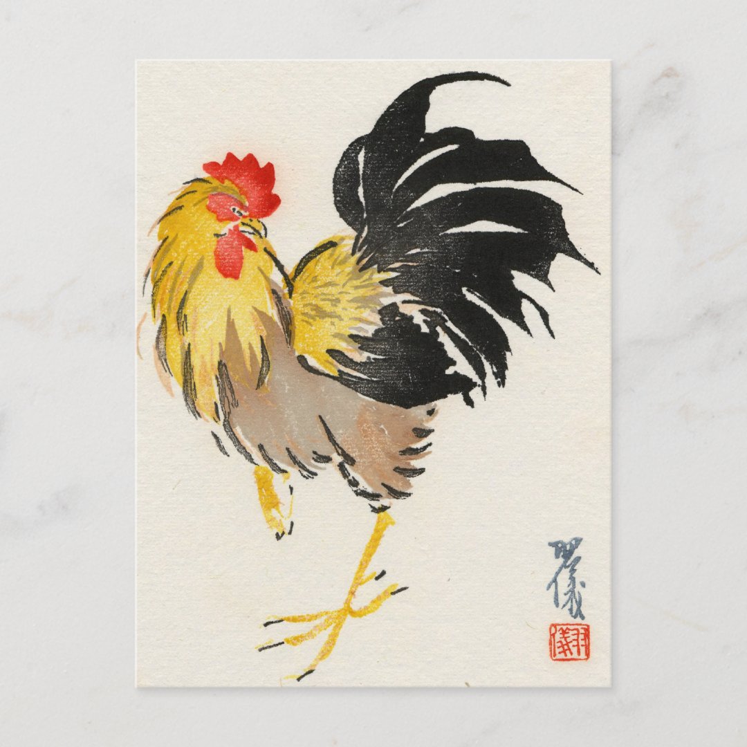 Japanese Rooster Vintage Postcard | Zazzle