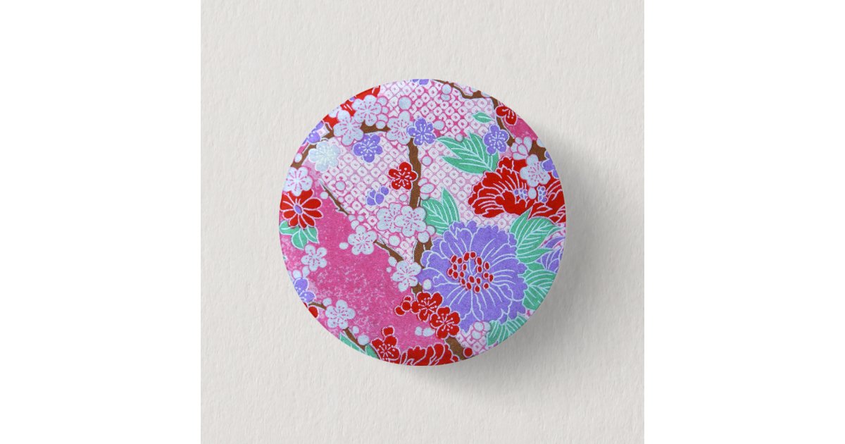 Japanese Sakura Pattern Button | Zazzle