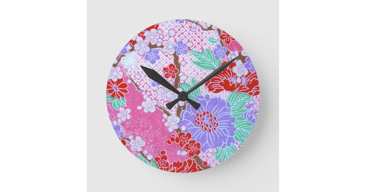 Japanese Sakura Pattern Clock | Zazzle