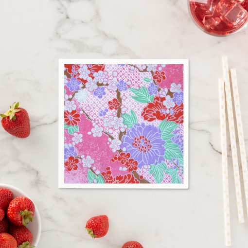 Japanese Sakura Pattern Paper Napkins | Zazzle