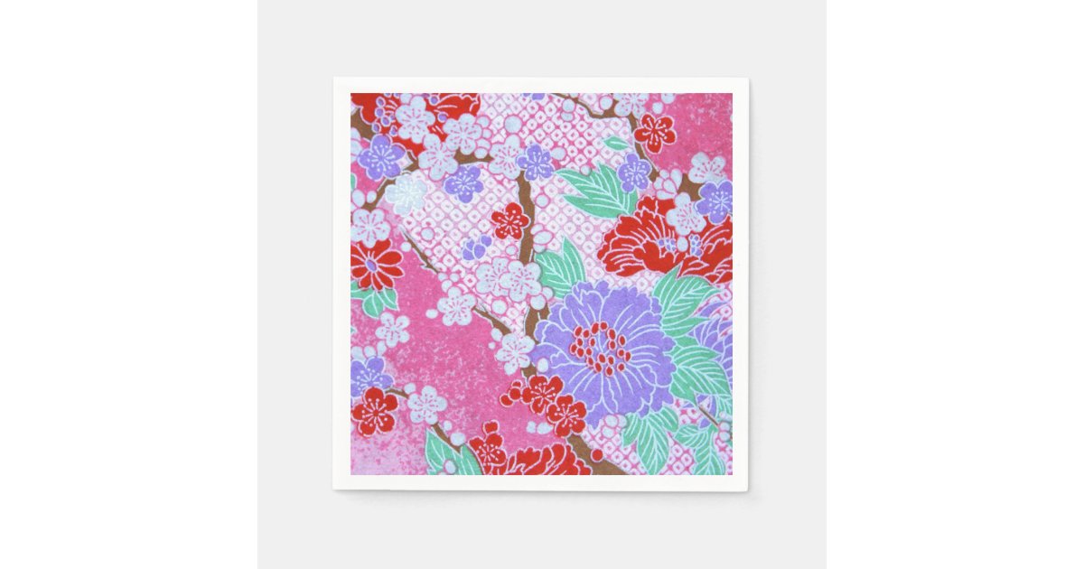 Japanese Sakura Pattern Paper Napkins | Zazzle