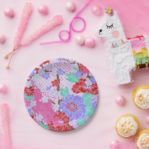 Japanese Sakura Pattern Paper Plates | Zazzle