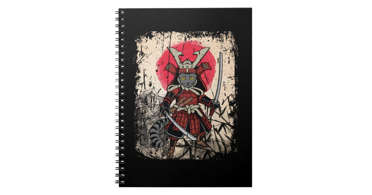 Japanese Samurai Cat Sword Fighter Notebook | Zazzle