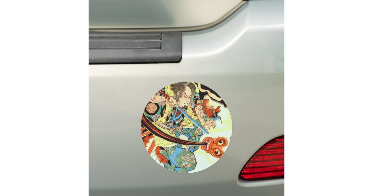 Japanese Samurai fighting monkey Car Magnet | Zazzle