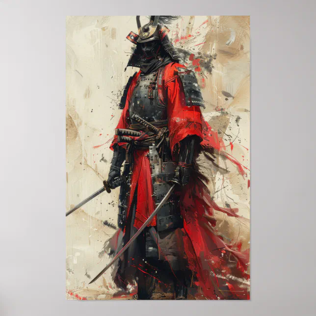 Japanese Samurai Full Body Portrait Print | Zazzle