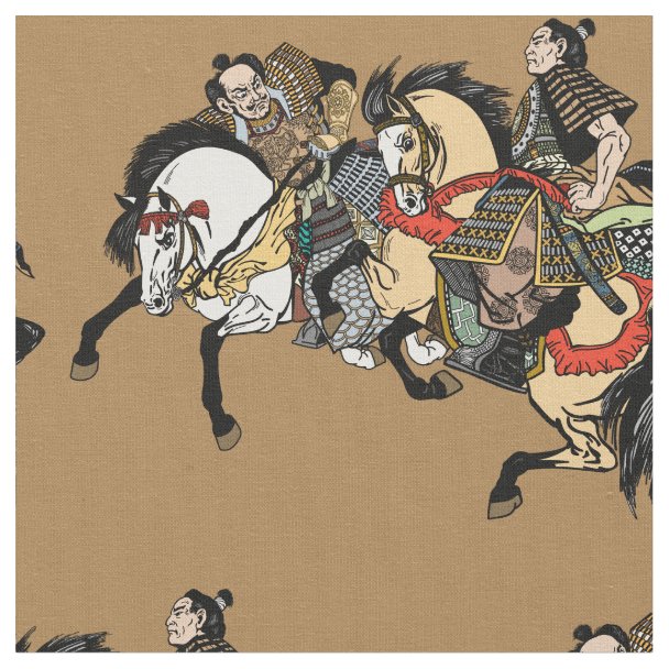 Combat of Japanese samurai warriors Fabric | Zazzle