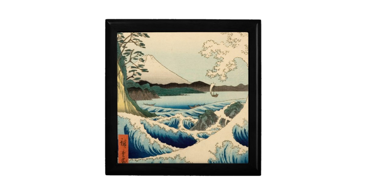 Japanese Sea of Satta Hiroshige Art Jewelry Box | Zazzle